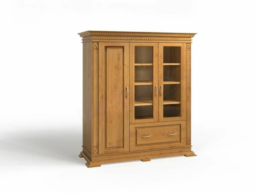 Шкаф Верди №510 из Массива сосны, 3 дверки, 130х40х150 см, классический орех 2