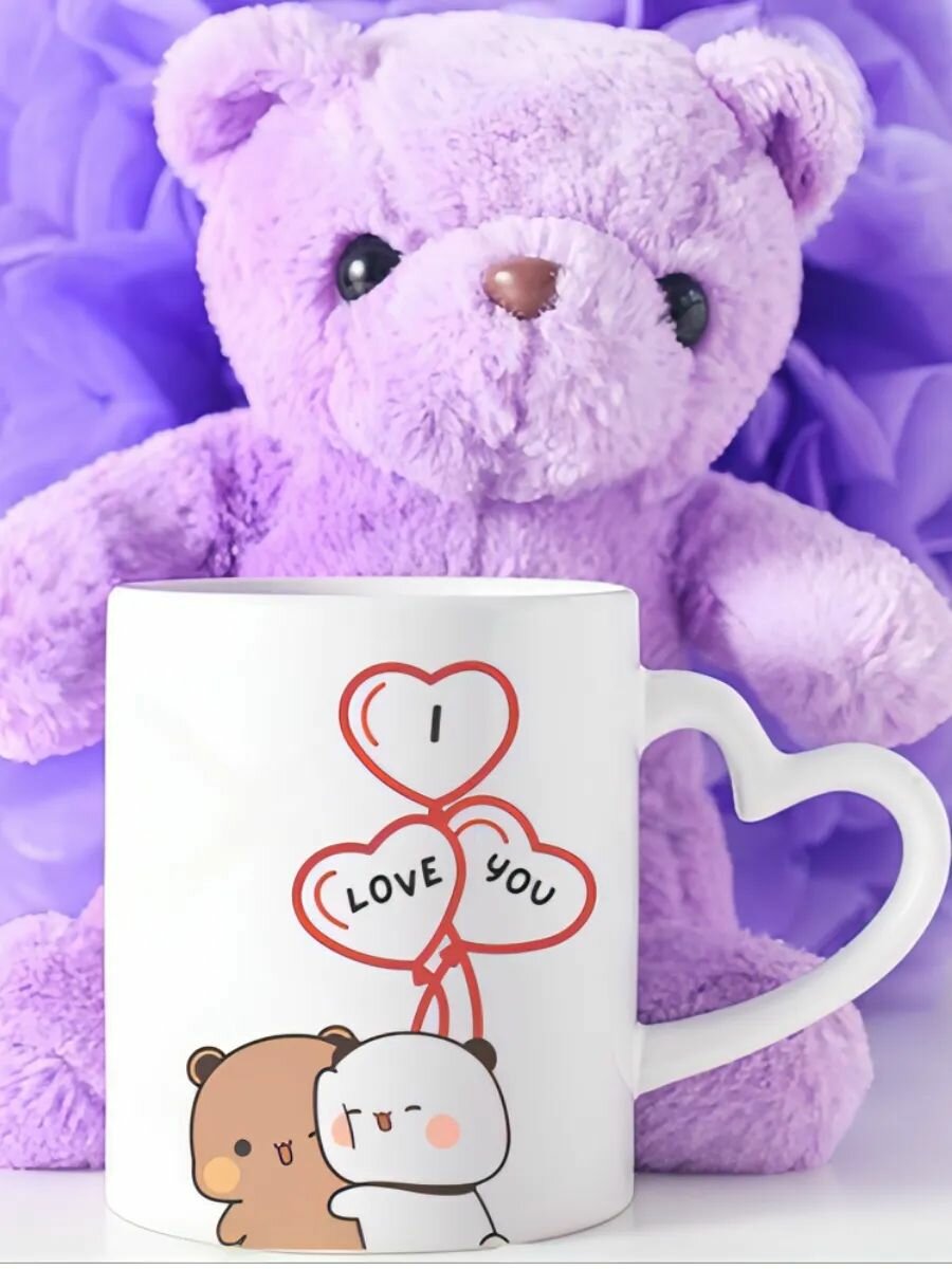 Кружка с ручкой сердце Бубу и Дуду, 330 мл