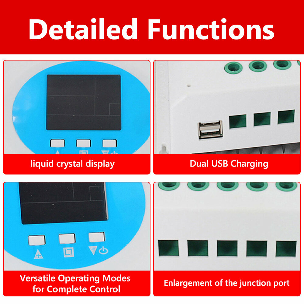 120A MPPT контроллер заряда солнечной батареи 12 В 24 В 36 В 48 В ЖК-дисплей аккумулятор интеллектуальный регулятор с двойным выходом USB для свинцово-кислотных/литиевых аккумуляторов
