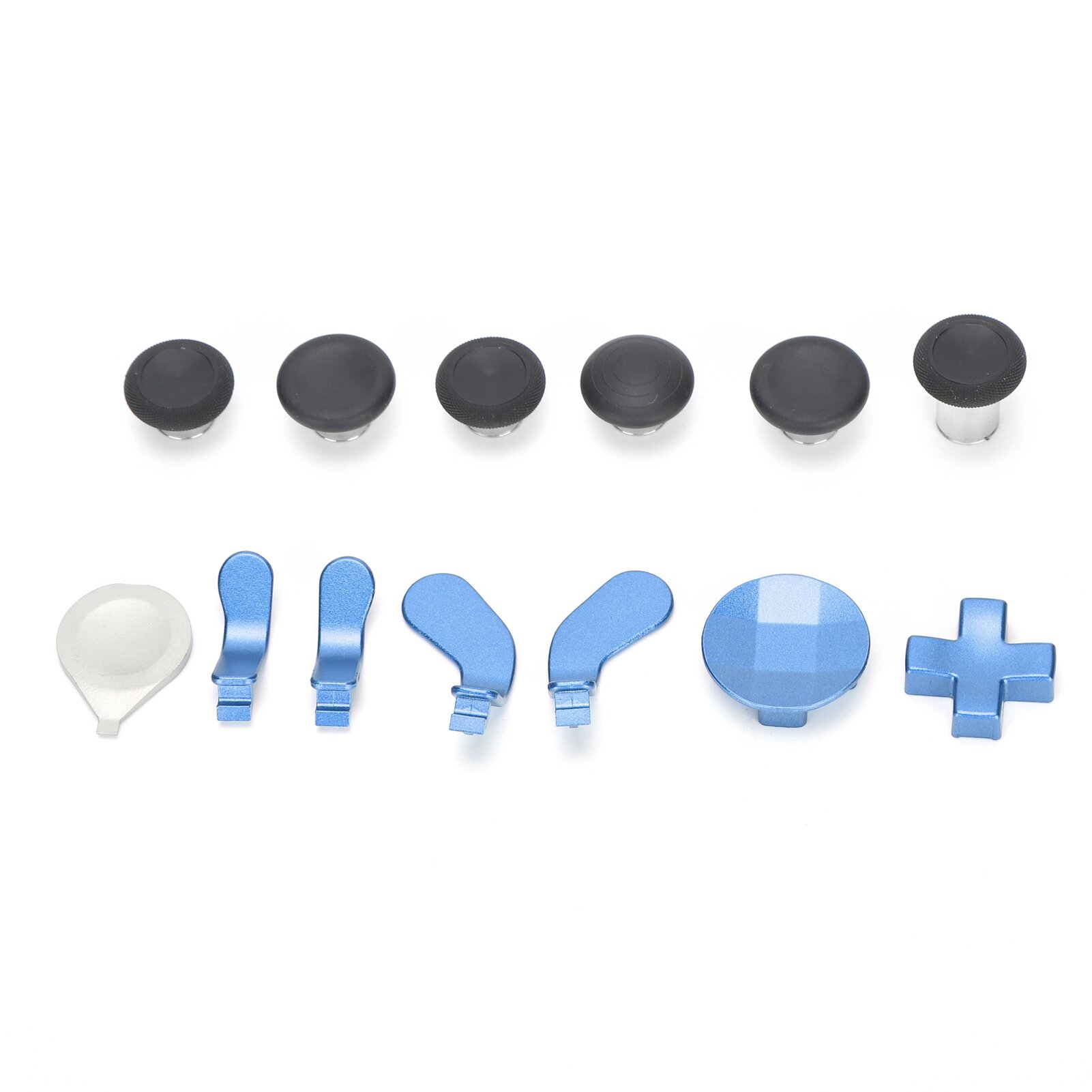 Набор педалей кнопок для геймпада, запасной набор аксессуаров для кнопок геймпада для контроллера Xbox, синий, материал металл + силикон, для контроллера Xbox One Elite, 6 кнопок, 7 металлических кнопок, 1 сумка для хранения