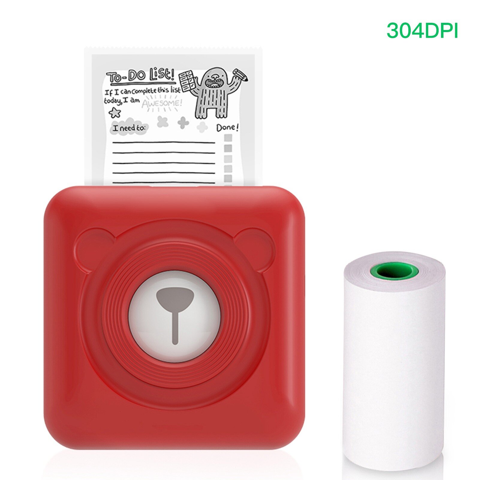 A6 Mini Pocket Printer HD 304DPI Wireless BT Thermal Picture Photo Label Memo Notes Journal Receipt Paper Instant Sticker AR Function Inkless Printing Compatible with Android iOS Smartphone Windows