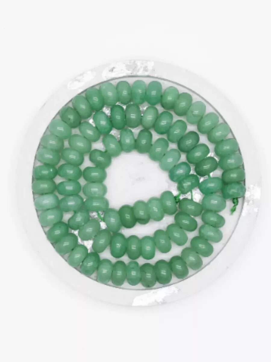 1234 Агат природный бусины рондель 8х5 светло-зеленые 1 шт