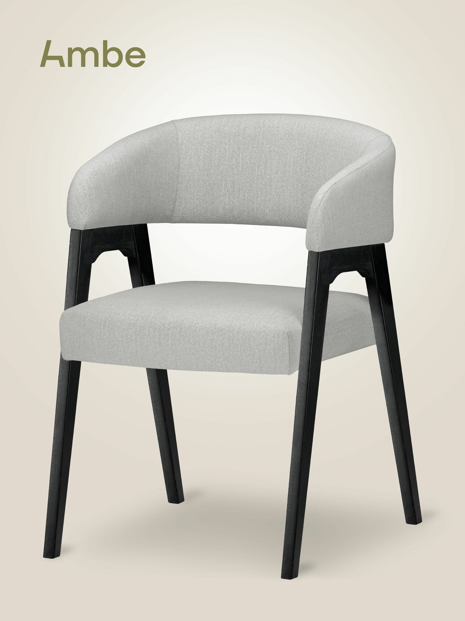 Стул для кухни Ambe Мэйтон, кресло из массива бука, Черный, Светло-серый велюр