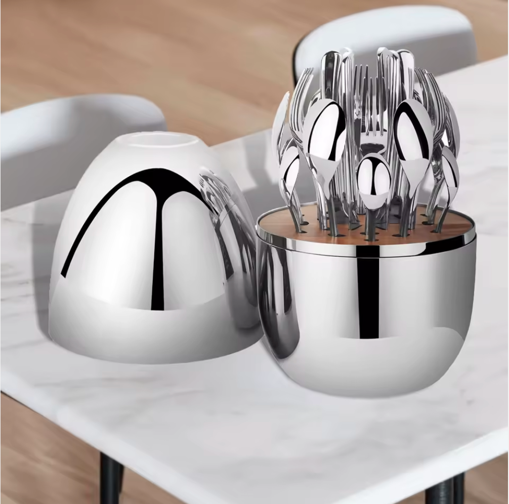 Набор столовых приборов "Западный", нержавеющая сталь, 24 предмета. Серебро