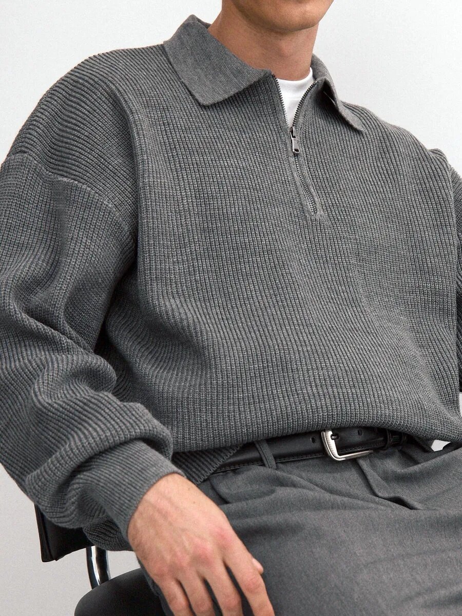 Свитер мужской, на молнии, вязаный