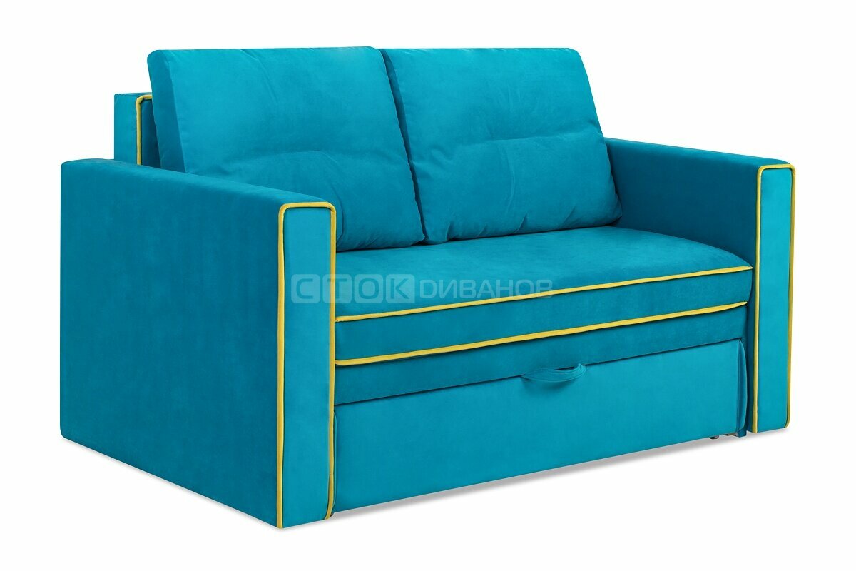 Диван Сток Диванов Ультра-2 Blue синий 110 см, механизм выкатной, с ящиком для хранения