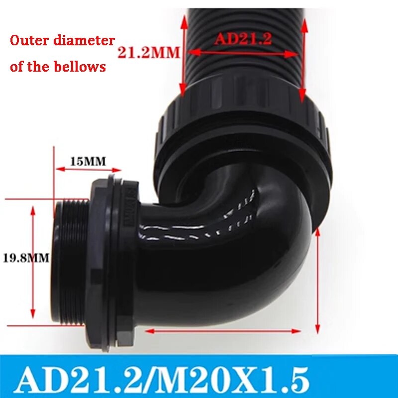 Водонепроницаемый локоть для гофрированной трубы AD21.2M20X1.5 1 PC, AD21.2-M20X1.5