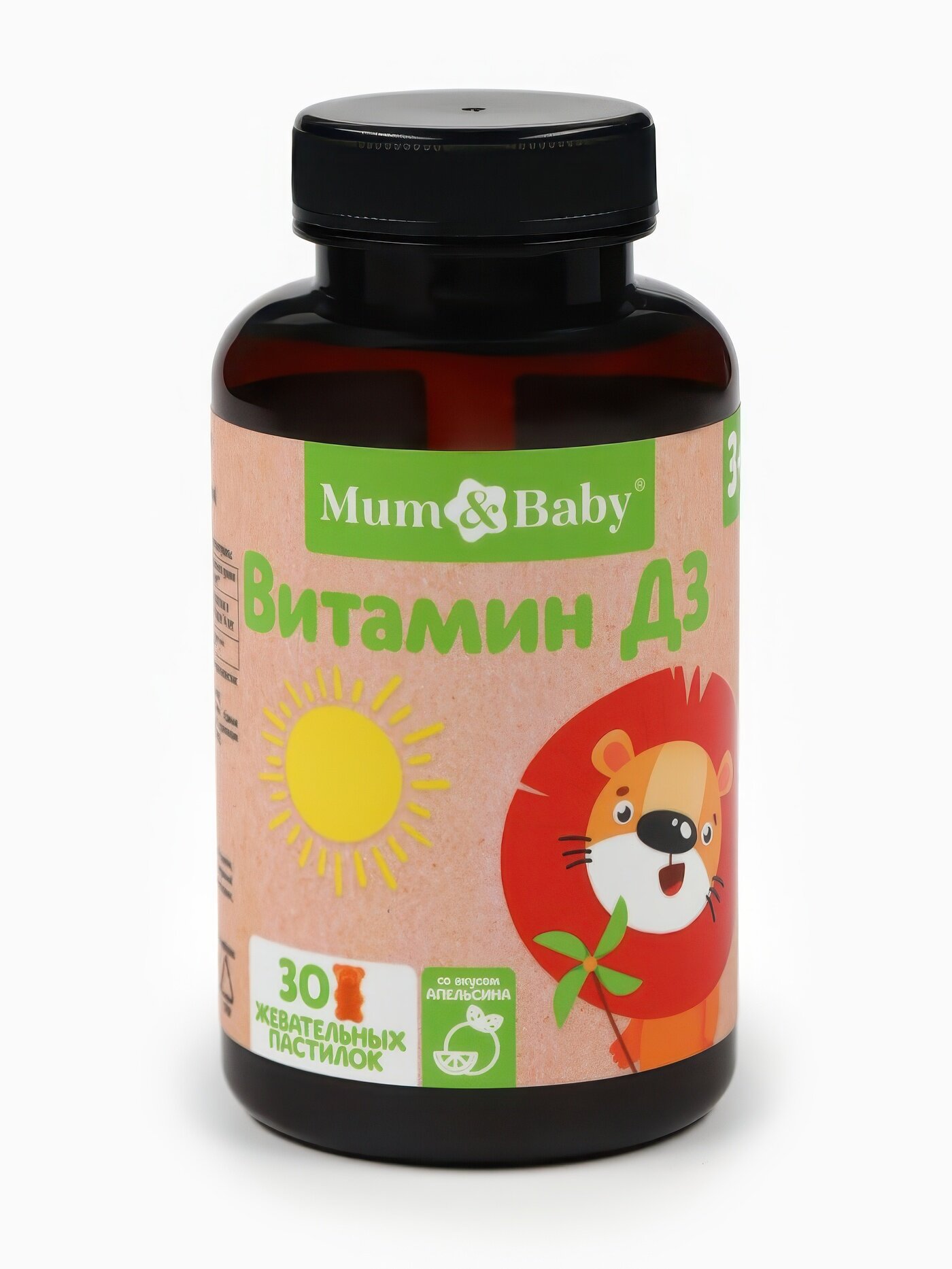 Витамин Д3 для детей "Baby", вкус: апельсин, 30 пастилок, в виде мишек