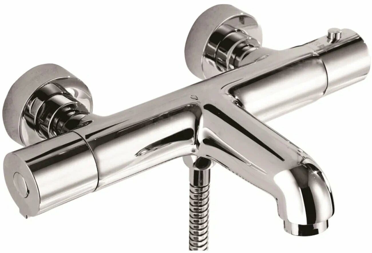 Термостатический смеситель для душа Aquatek AQ1043CR, двухрычажный, вентильный, с коротким изливом, латунь, хром