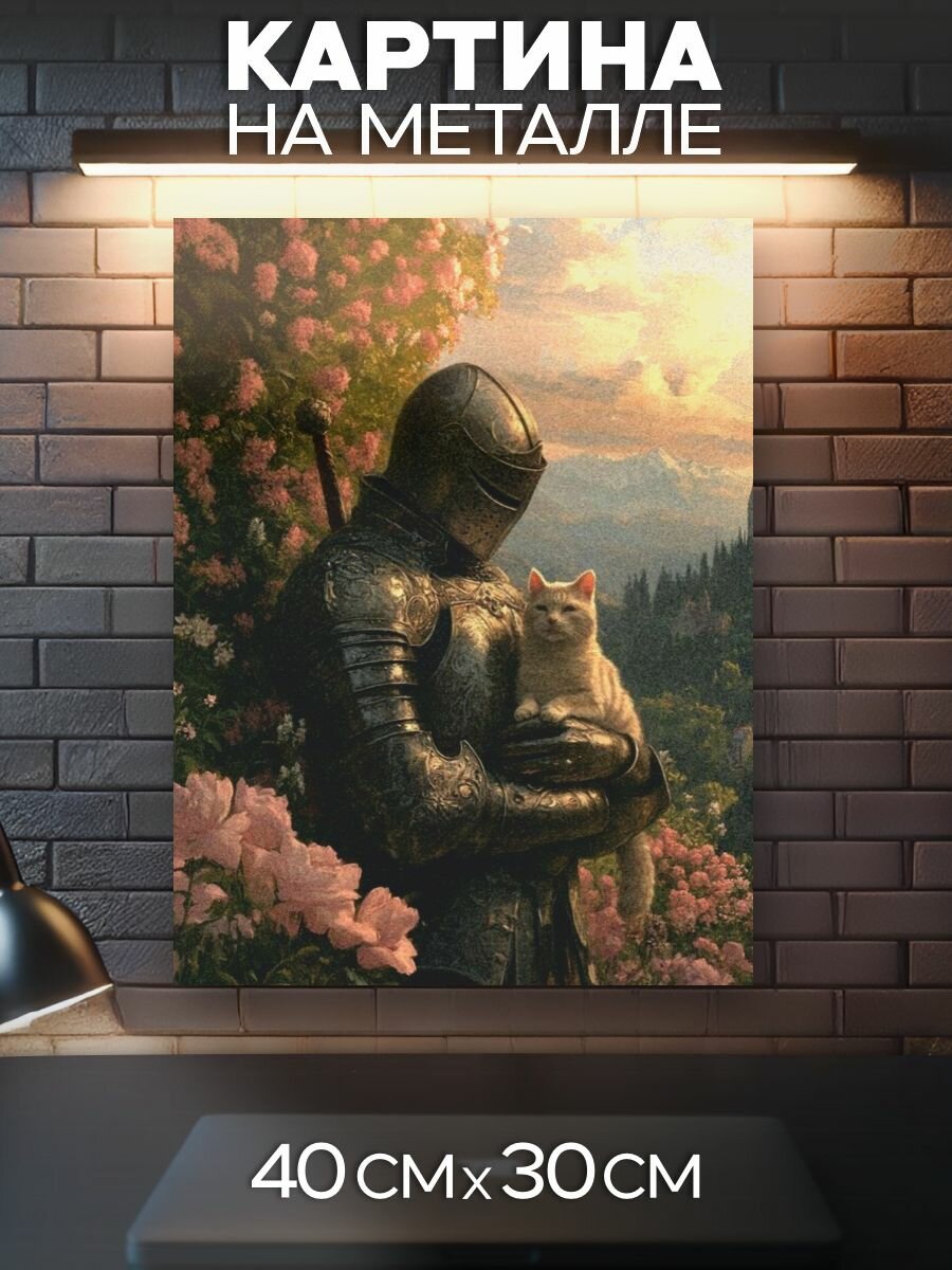 Картина на стену Рыцарь и котик