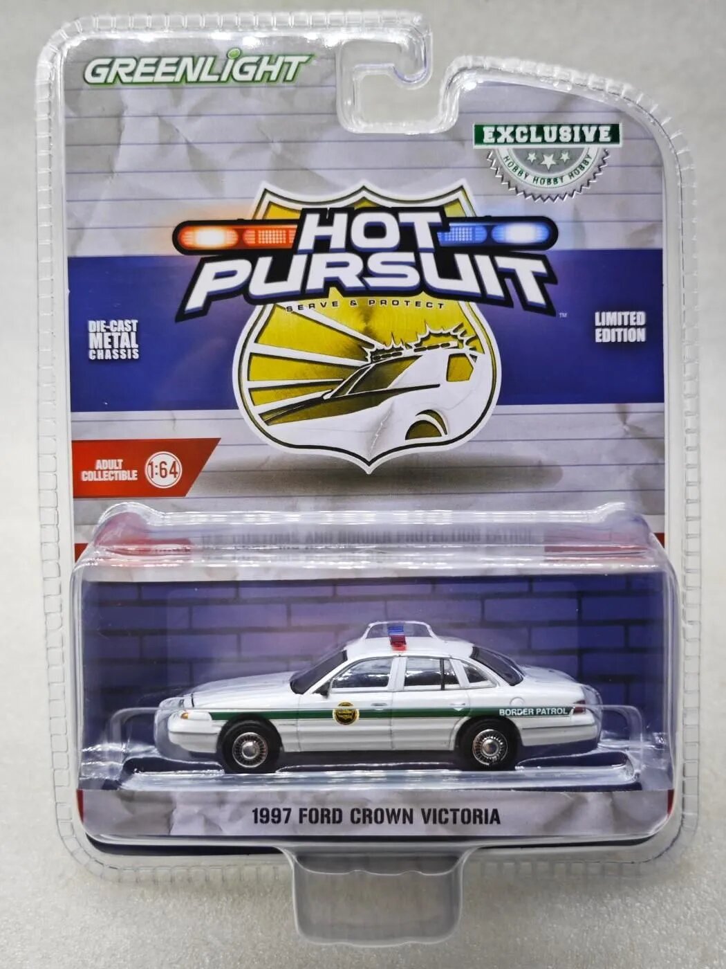 Машинка GreenLight 1/64 U.S. Customs and Border Protection Border Patrol -1997 Ford Crown Victoria Die-cast Alloy Car Model Collection Toy Gift