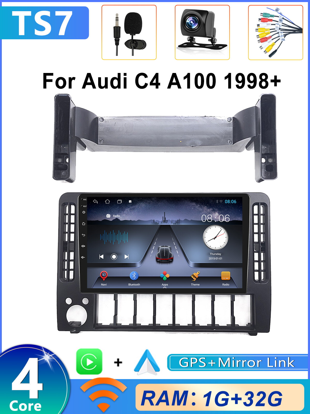 Магнитола для Audi C4 A100 1998+ / Автомагнитола Андроид ауди с4