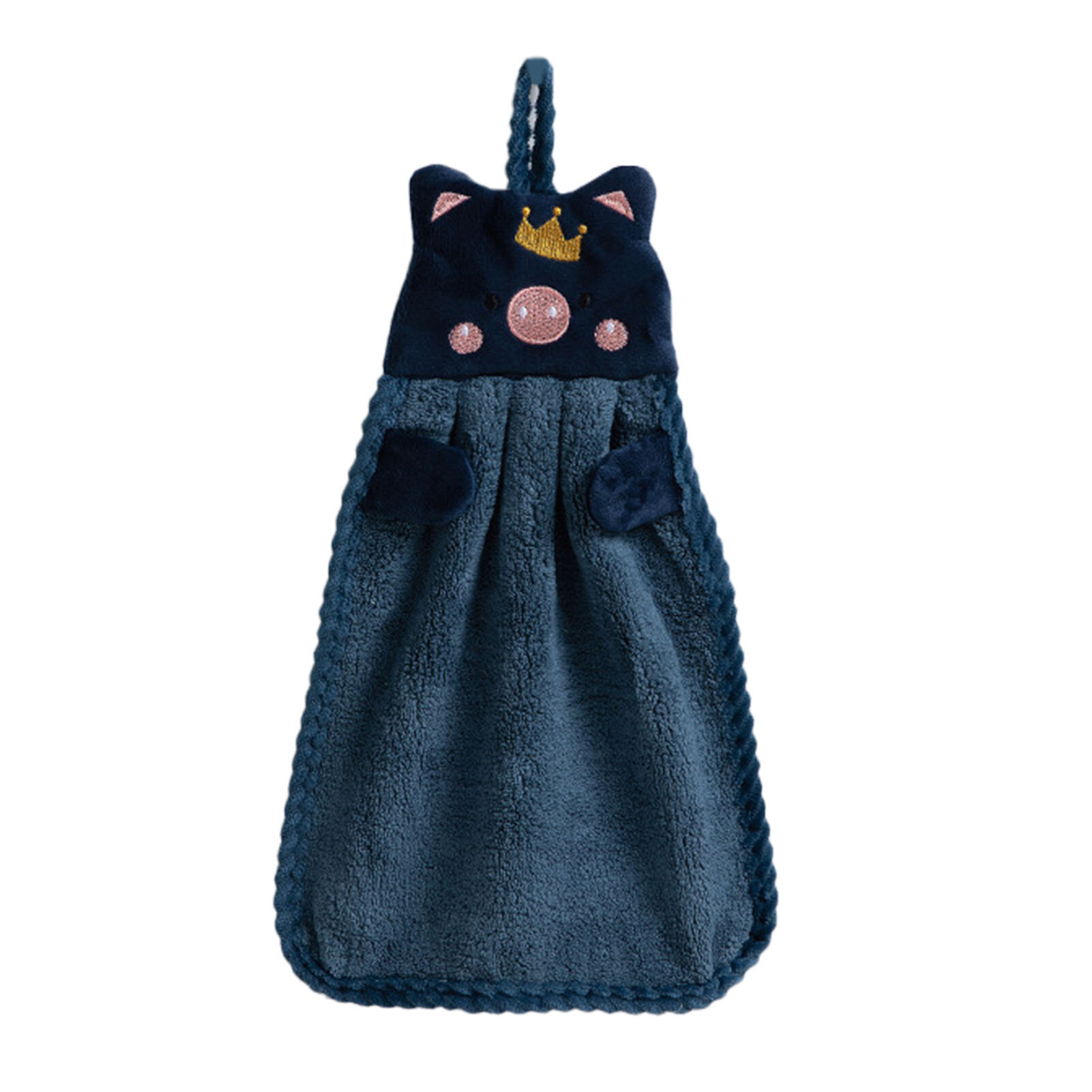 Коралловое бархатное полотенце для рук с милым рисунком поросенка, впитывающее детское сухое полотенце для кухни, ванной комнаты, синее, подвесное полотенце для рук для детей