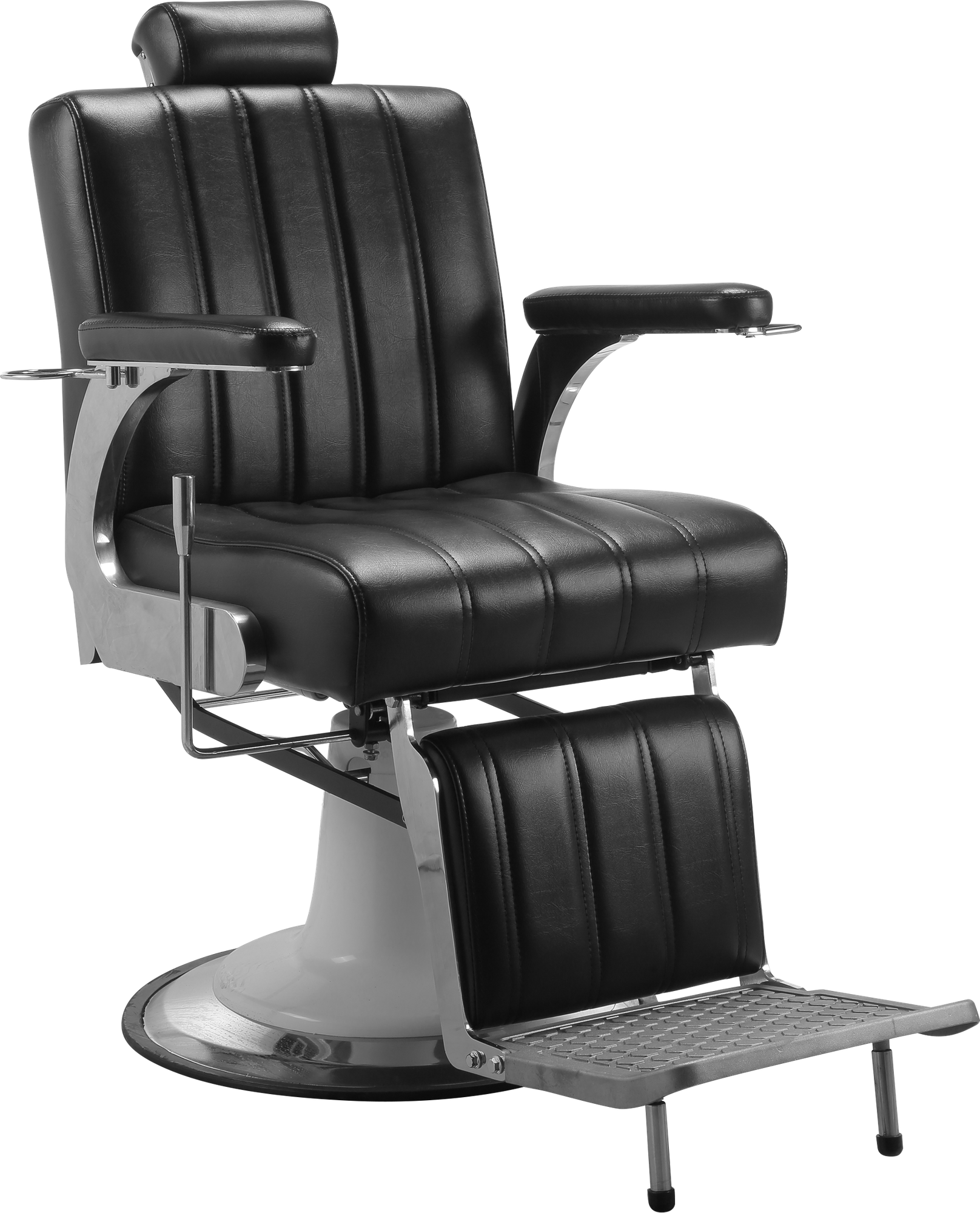 Кресло для Барбешопа Берсерк в черном цвете с мягкими подлокотниками и вертикальной прошивкой