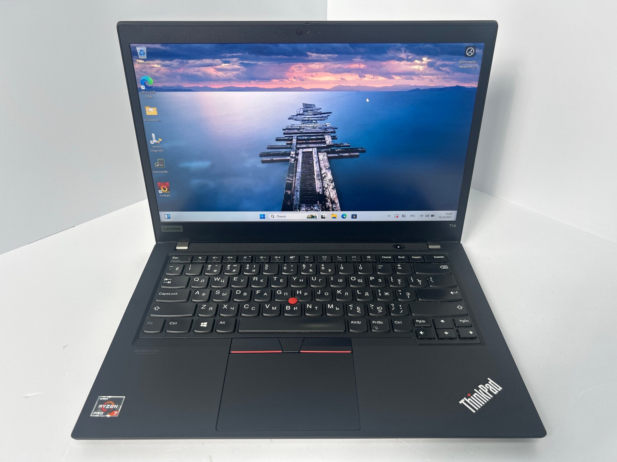Ноутбук Lenovo ThinkPad T14 Gen 1 (20UES4QC00) 14"/AMD Ryzen 7 Pro 4750U/RAM 16GB/SSD 512GB/AMD Radeon Graphics/1920*1080/IPS/Windows 11/Подсветка кл-ры: НЕТ/Чёрный. Состояние: A1