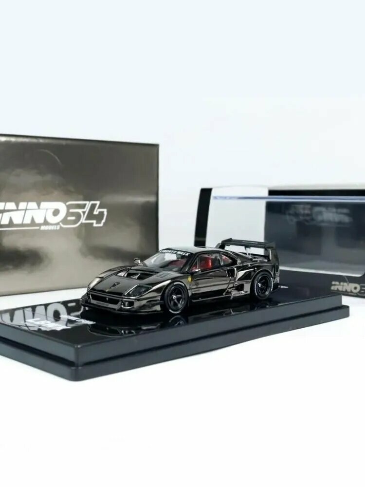 Машинка INNO 1/64 LBWK F40 Chrome Black (Chase Car Included) Die-cast Alloy Car Model Collection Gift