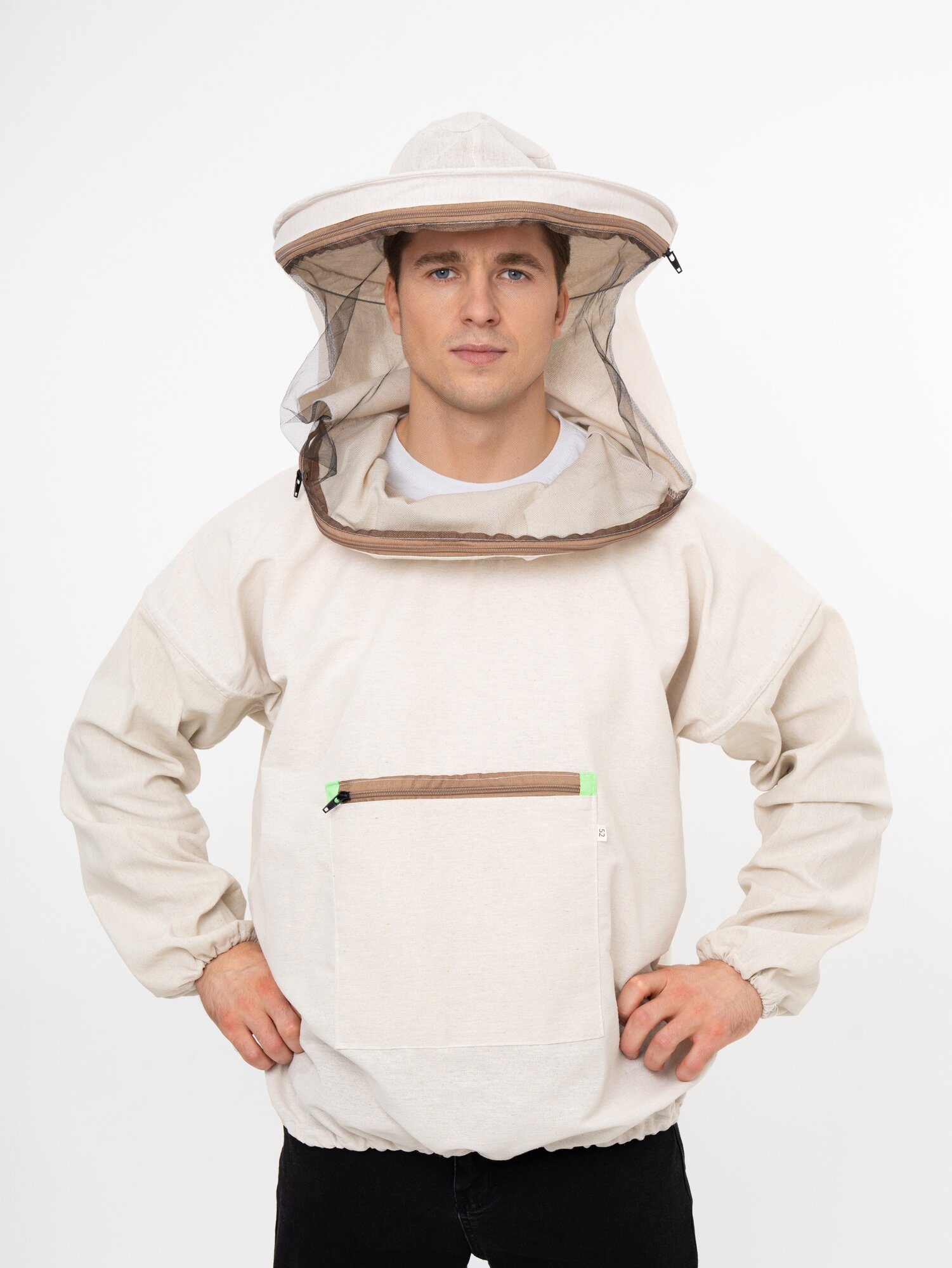 Куртка пчеловода "Двунитка" с лицевой сеткой 60 р, светло-серая