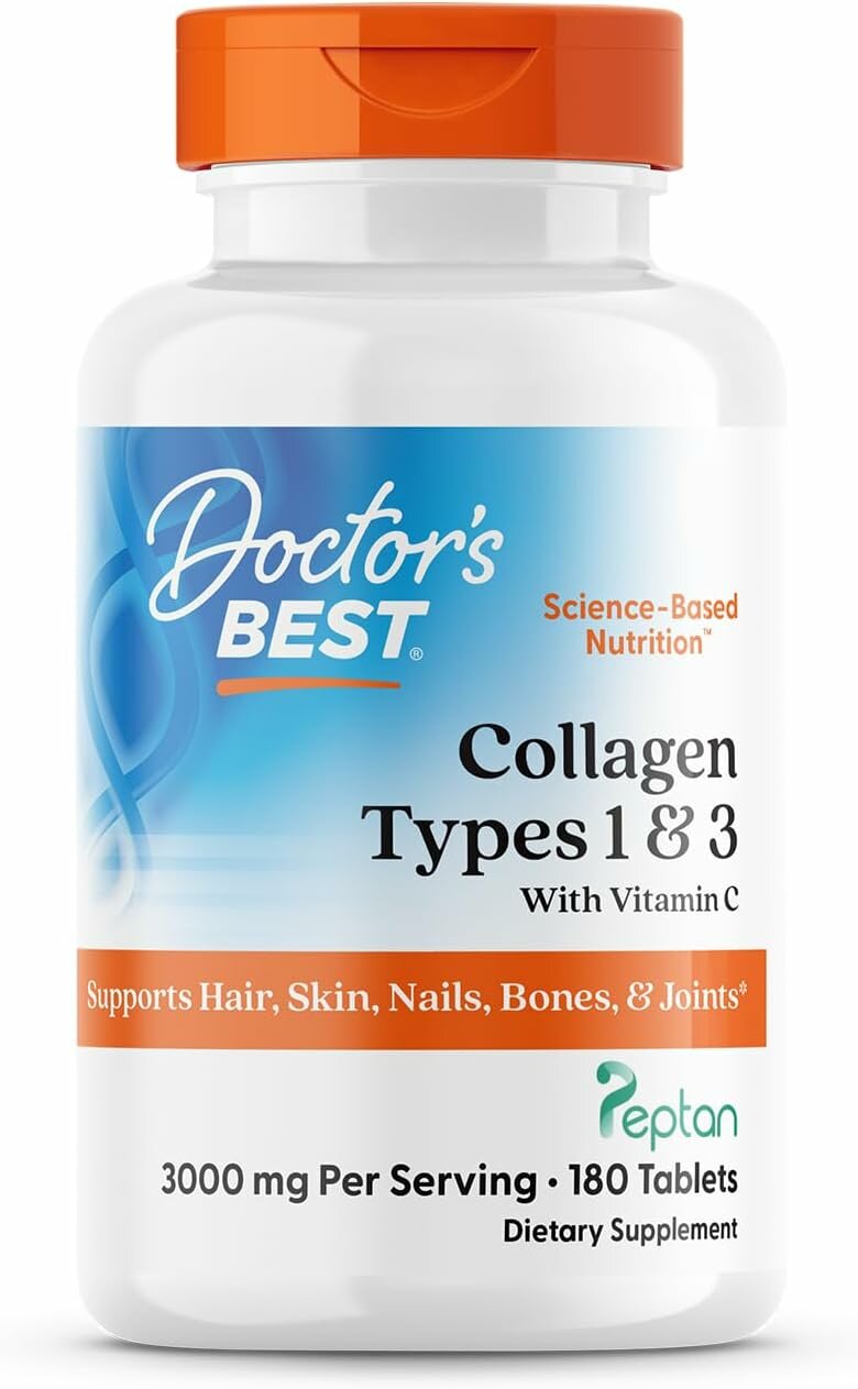 Doctor's Best Collagen, коллаген типов 1 и 3 с витамином C, 3000 мг,180 таблеток