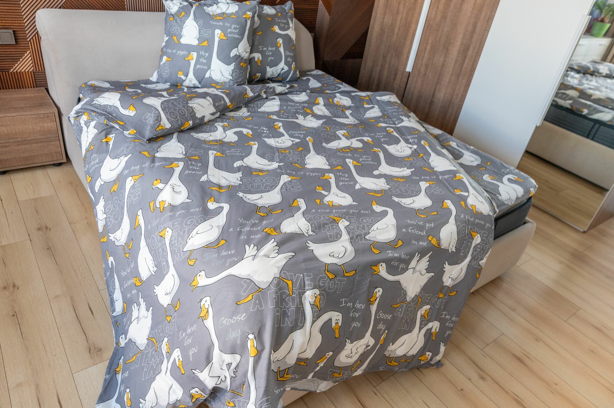 Постельное белье Бязь Гуси, Евро, хлопок, 2 наволочки 70х70, Alice Textile