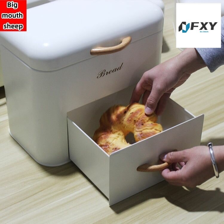 Хлебница с выдвижным ящиком, оцинкованная сталь, двухуровневая, белая