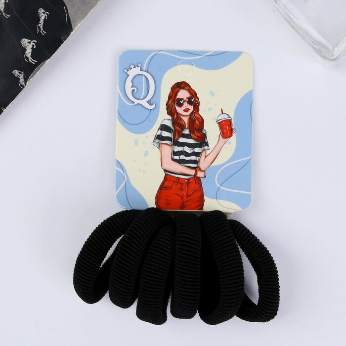 Резинка для волос "Кокетка" (набор 6 шт) мечты, 4 см, чёрный 10105109