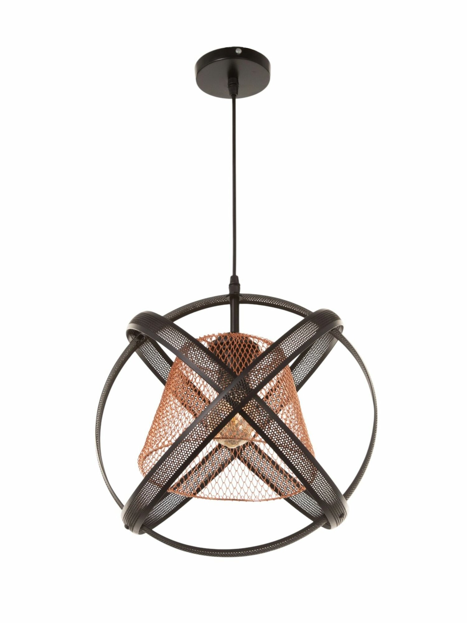 Люстра потолочная, светильник потолочный подвесной "Орбита" черный/медь