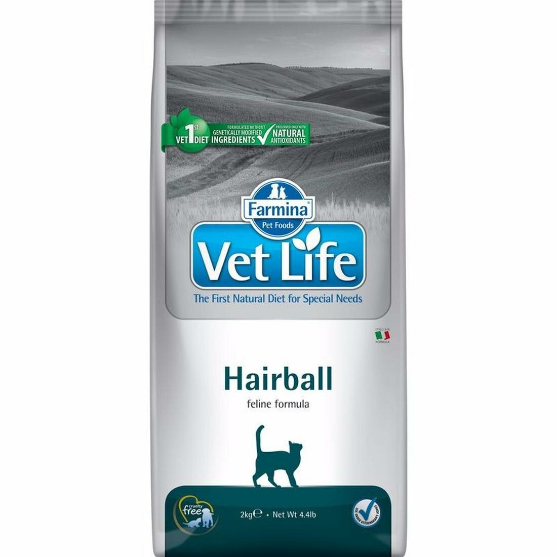 Сухой корм Farmina "Vet Life Cat Hairball", для выведения шерсти, 2 кг