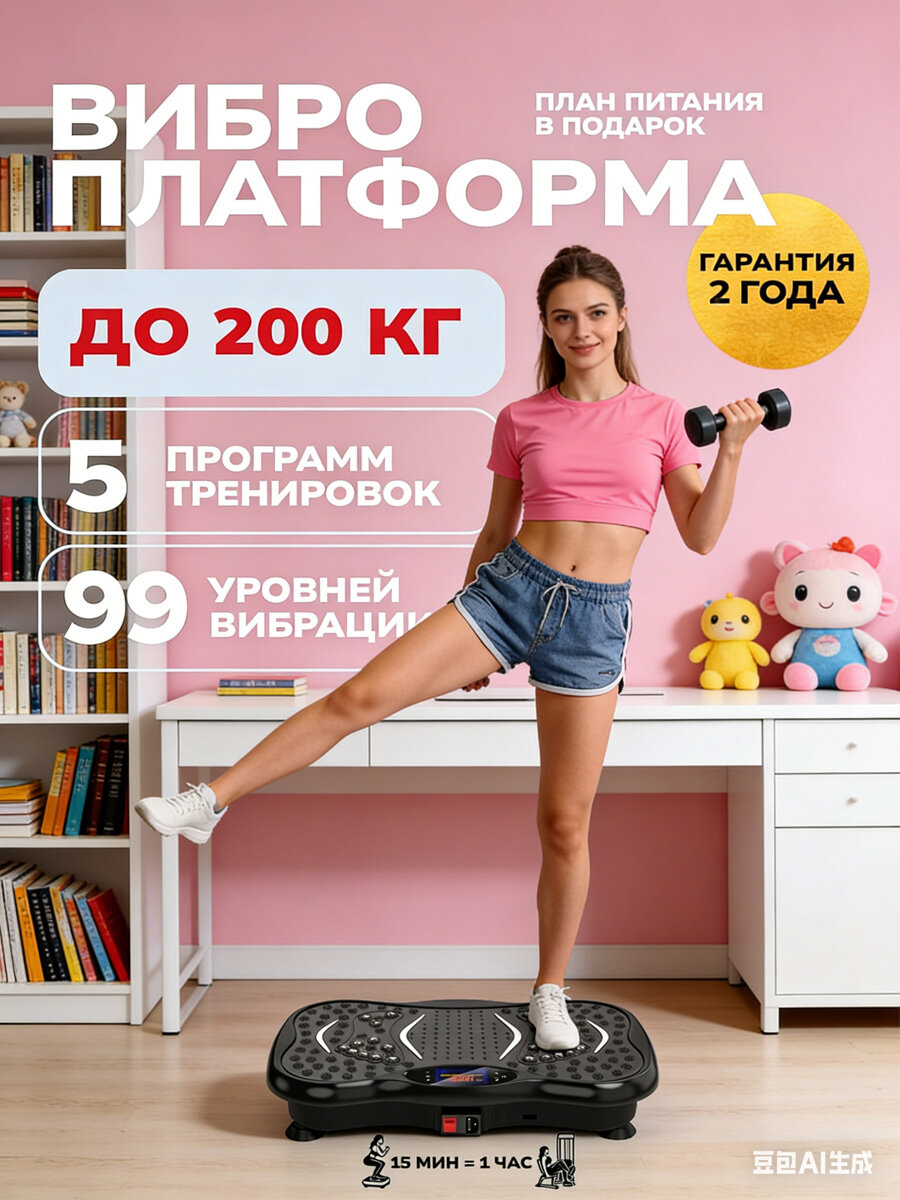 Виброплатформа для похудения до 200 кг с музыкой, домашний кардио тренажер электрический антицеллюлитный