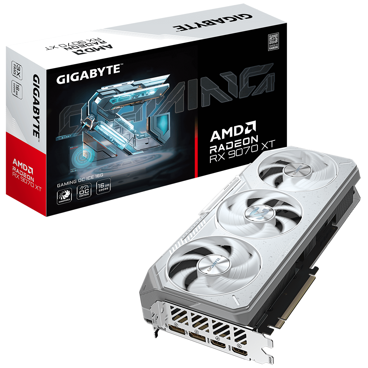 Видеокарта Gigabyte Radeon RX 9070 XT 16 ГБ (Radeon RX 9070 XT GAMING OC ICE 16G), RTL