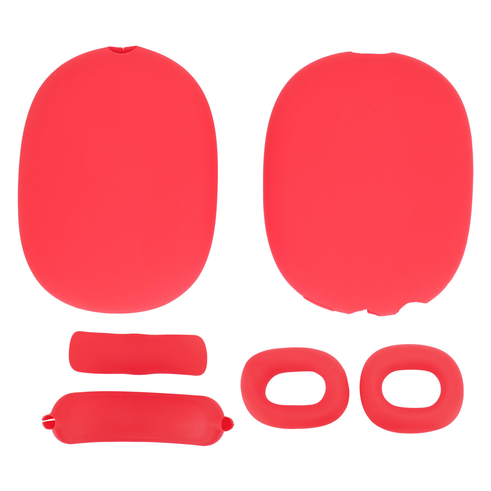 Комплект защитных чехлов для наушников: силиконовые накладки на оголовье, подушечки для ушей, накладки на чашки наушников для iOS, красный.