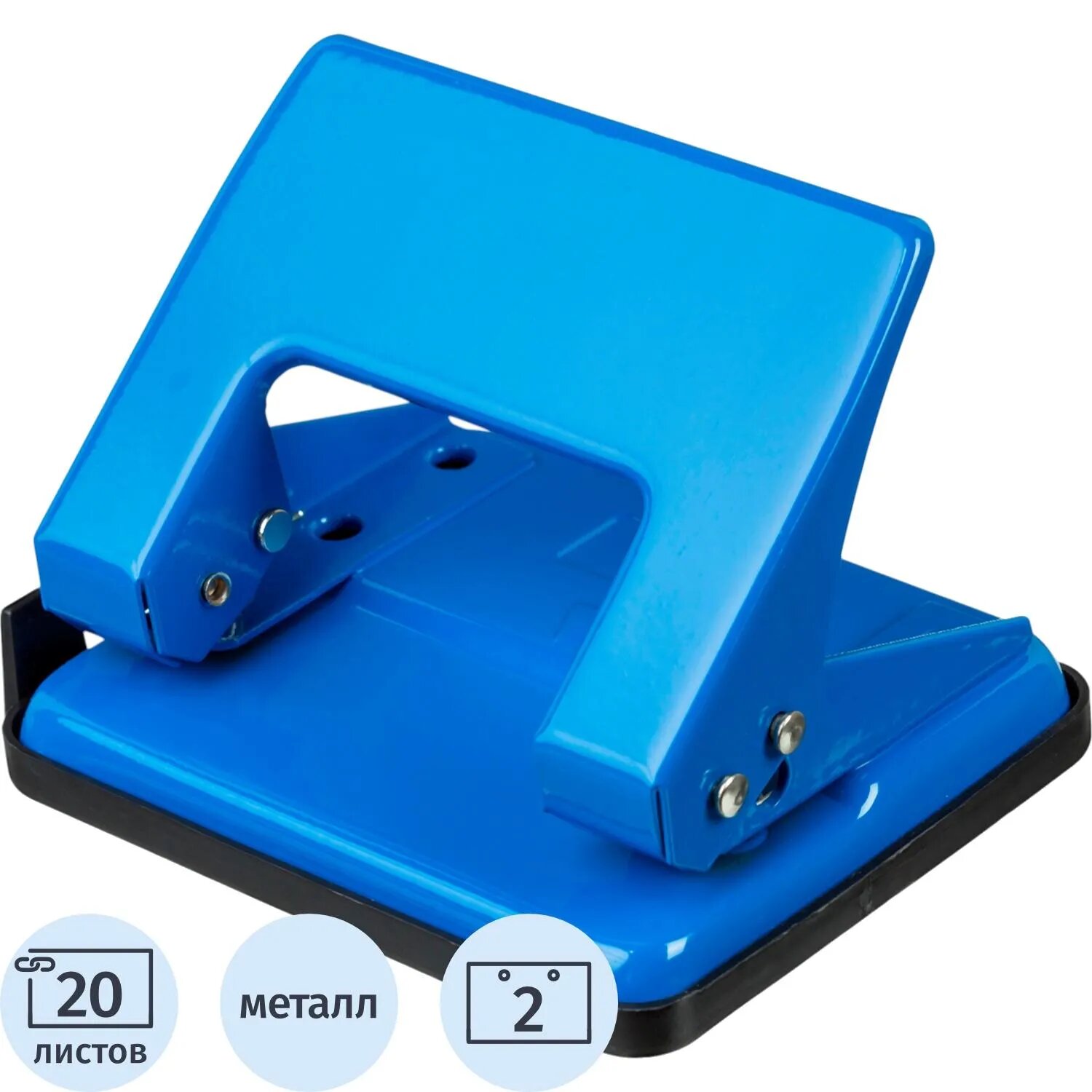 Дырокол Attache Economy до 20 листов, с линейкой, металл, синий