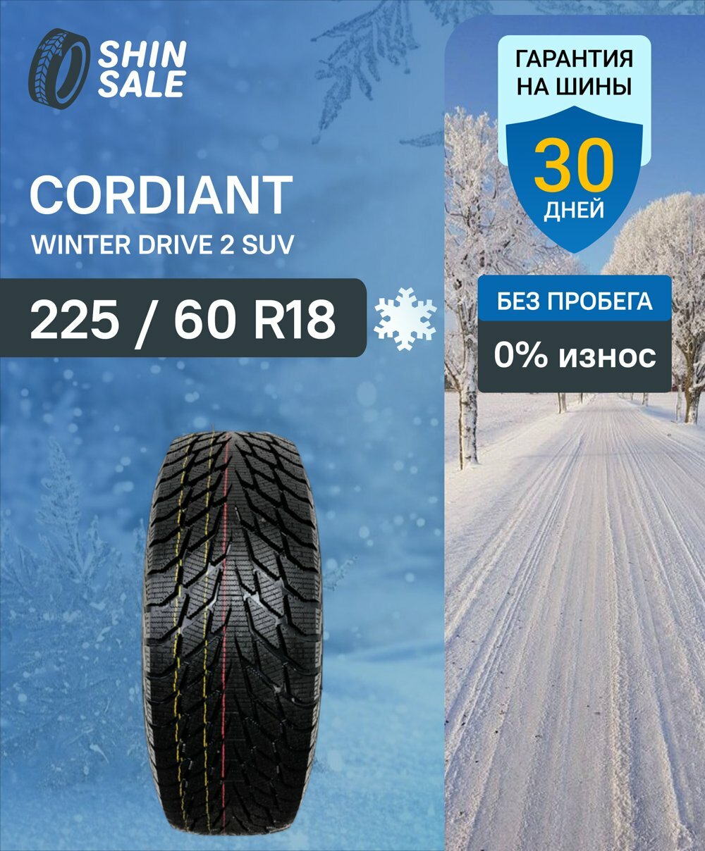 Зимние БУ шины нешипованные Cordiant Winter Drive 2 SUV 225/60 R18 без пробега T0162836