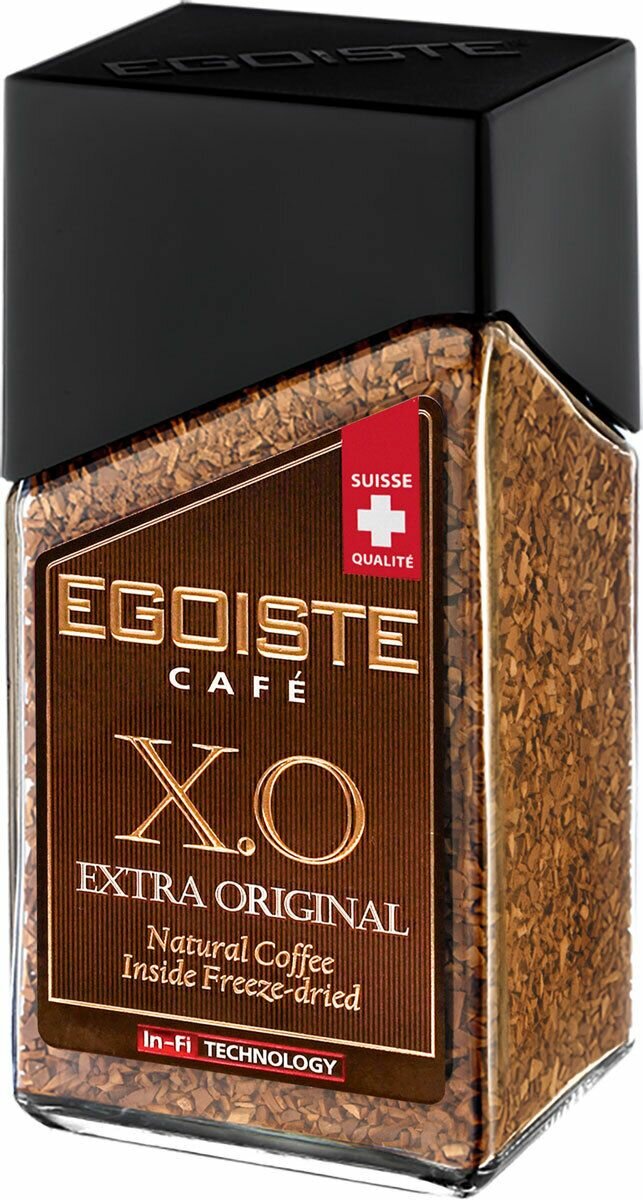 EGOISTE X.O. Кофе сублимированный молотый в растворимом, стеклянная банка,100гр - 2шт