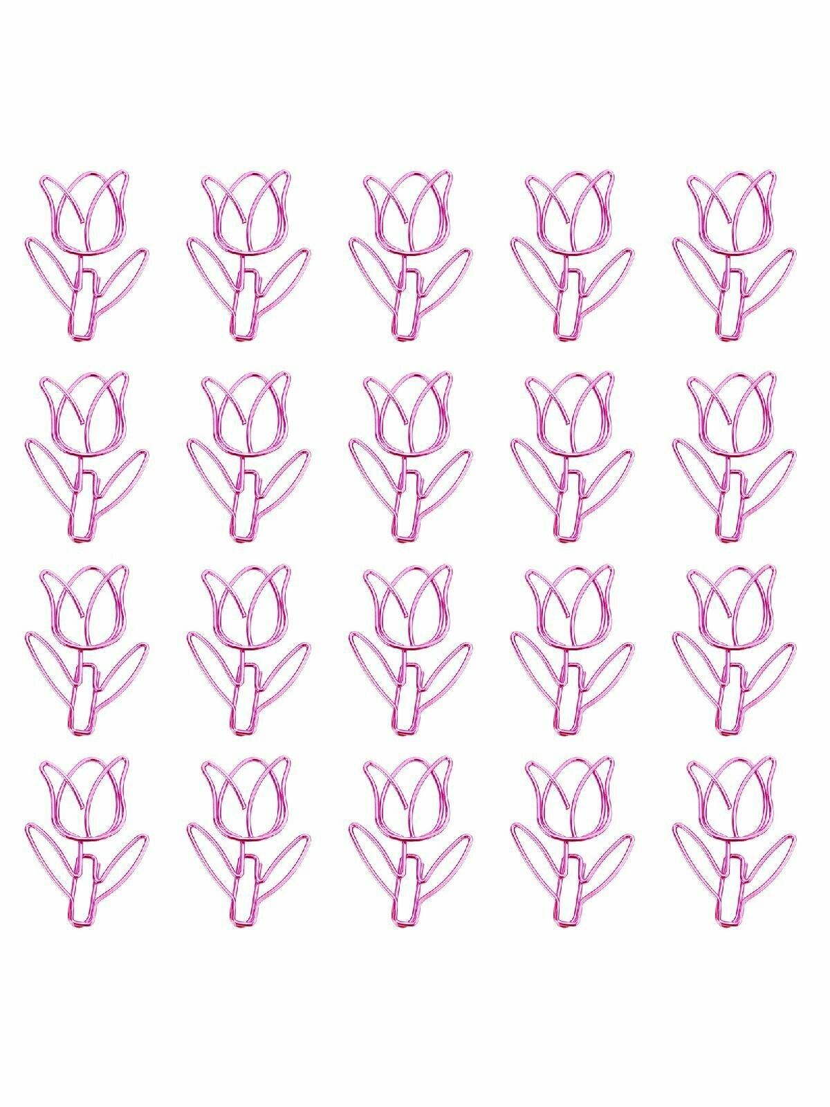 Набор из 20 цветных тюльпанов фигурные скрепки - розовые