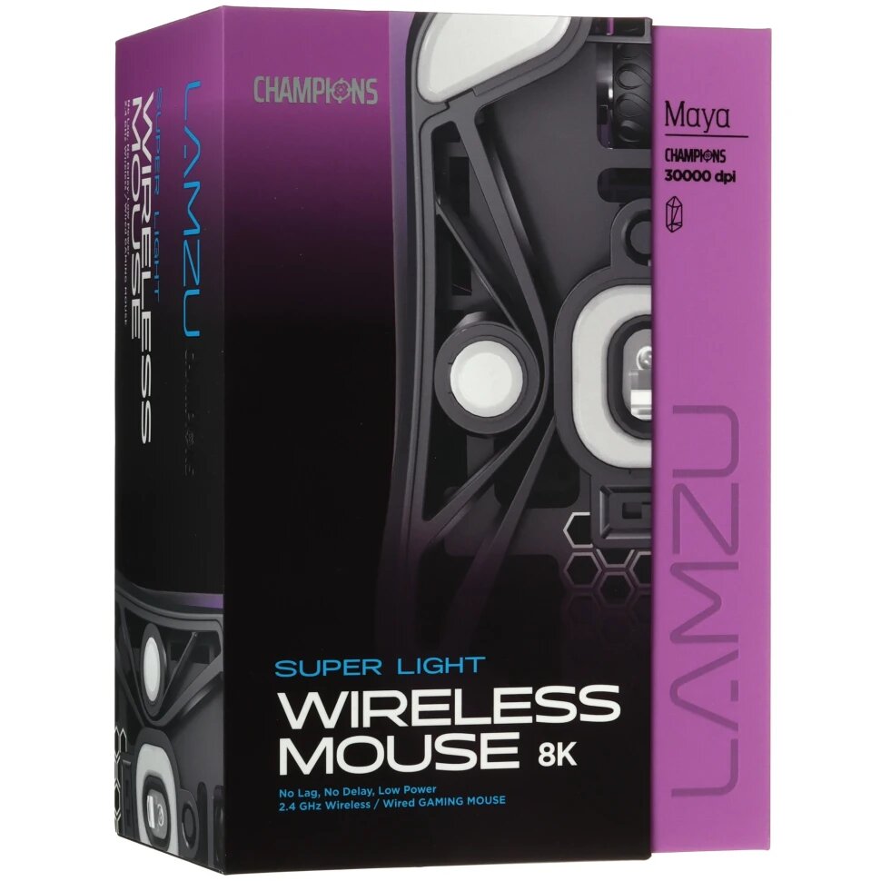 Мышь беспроводная/проводная LAMZU Maya, 8K, 30000 dpi, фиолетовый