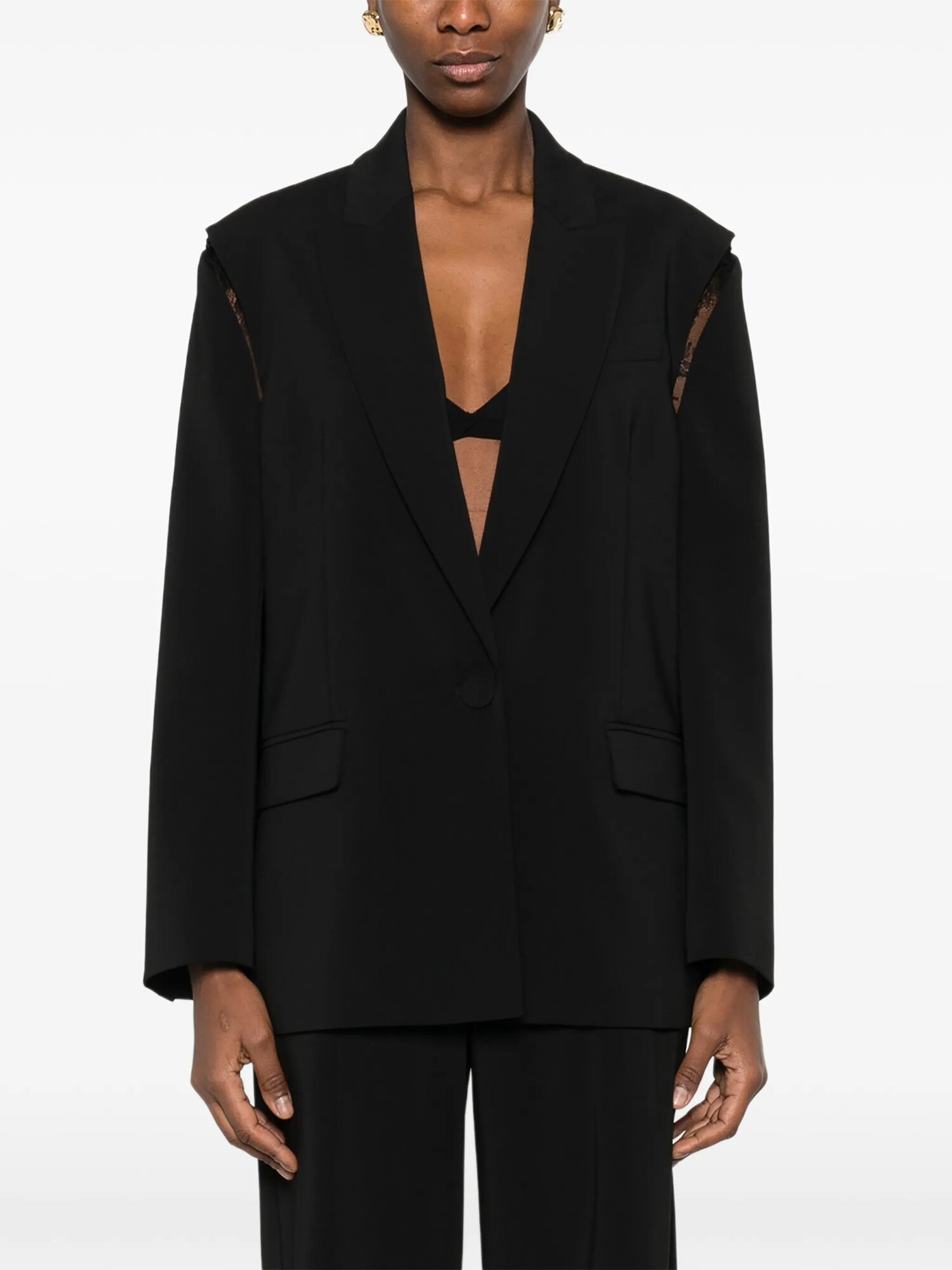 Куртка PATRIZIA PEPE Oversized crepe blazer, размер 38, black/black — фото 1