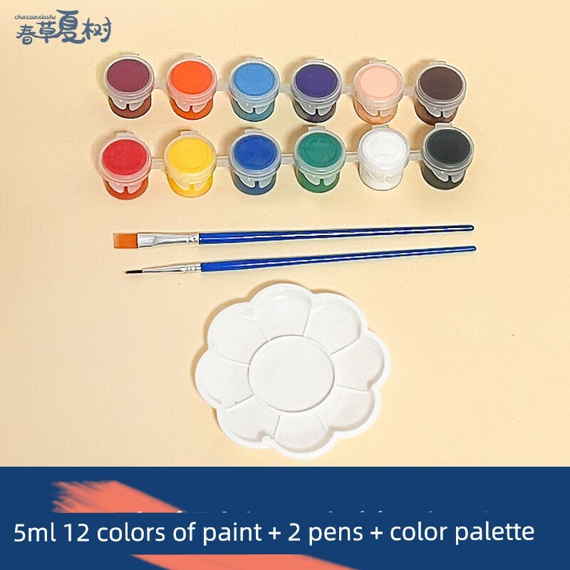 Набор акриловой краски 12 цветов с кистями и палитрой, 5 мл для детского сада