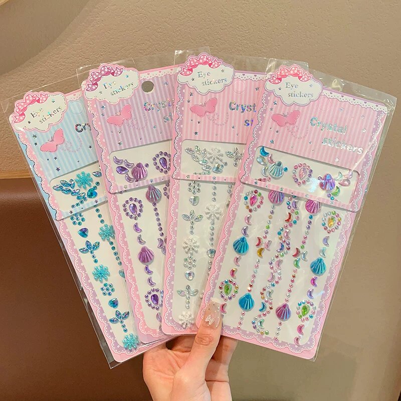 Детские наклейки с алмазами для лица, наклейки для сценического макияжа для девочек, наклейки для рисования на лице для