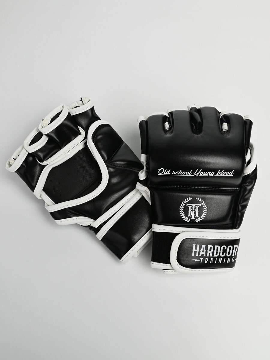 Перчатки для смешанных единоборств ММА Hardcore Training Base PU Black L/XL