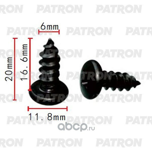 Саморез Patron P372177 универсальный 6x16,6-d11,8xL20мм черный