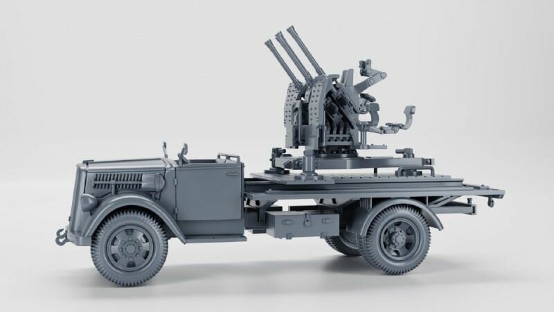 Opel Blitz with 20mm Flakvierling 38 AA Gun. Масштабная модель 1:72.