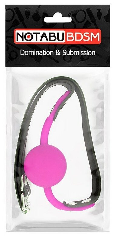 Розовый кляп-шарик с черным регулируемым ремешком