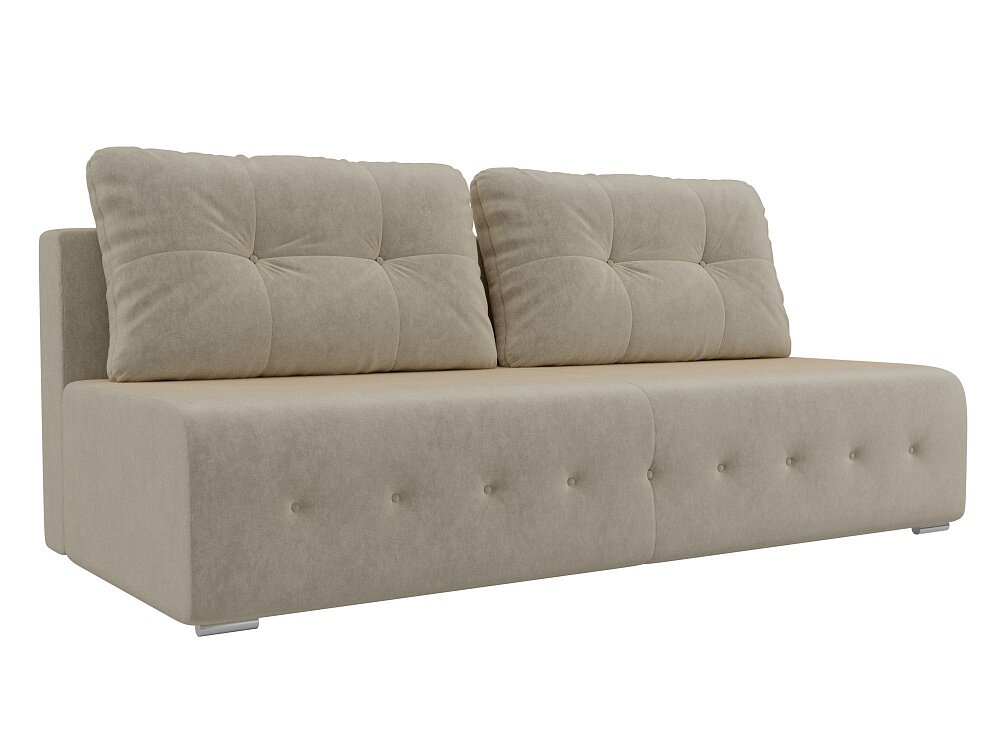 Прямой диван Лондон Бежевый Микровельвет, еврокнижка, 195х95х80 см, с ящиком для белья