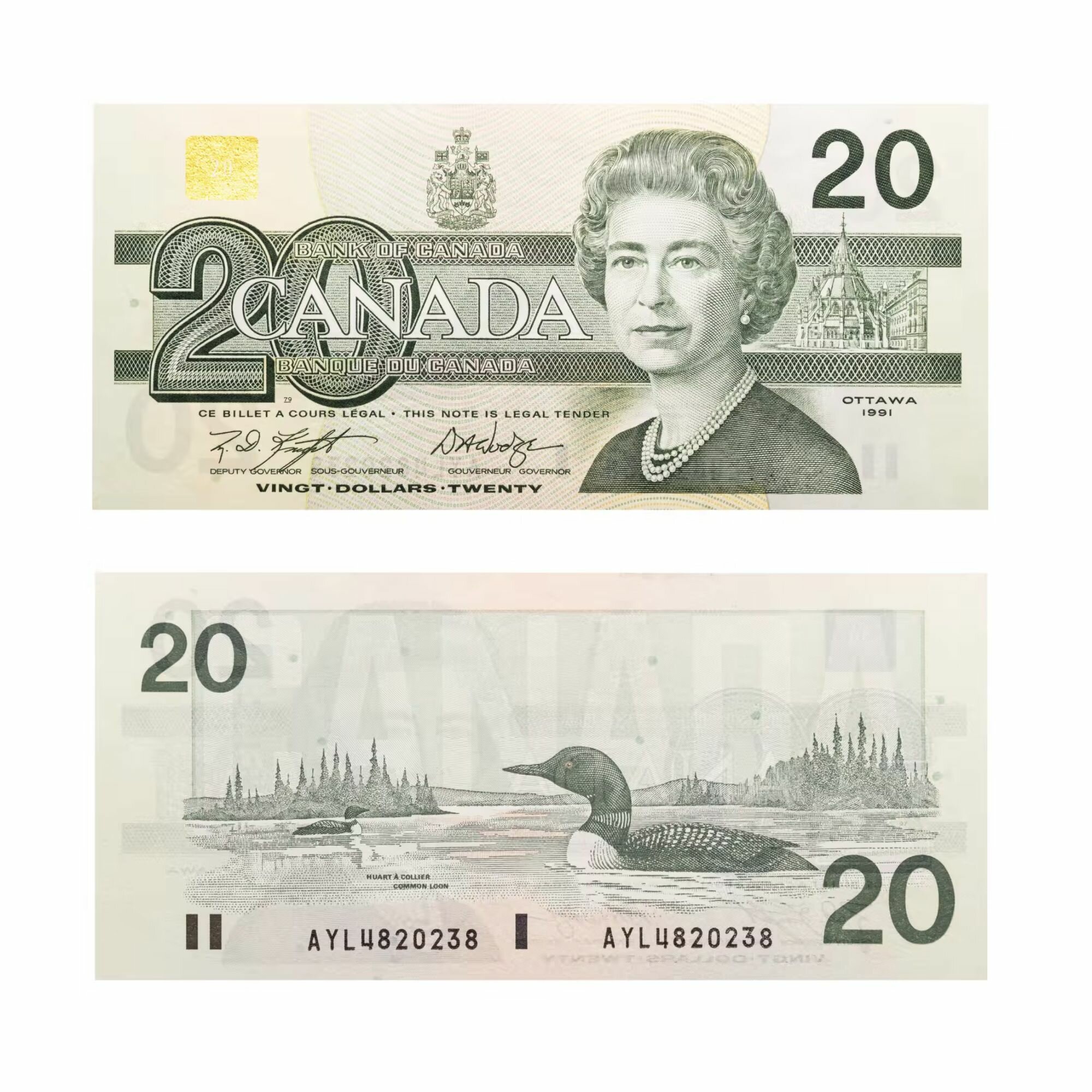 Банкнота Канада 20 долларов VINGT DOLLARS TWENTY 1991 Uncirculated (UNC) Pick 97