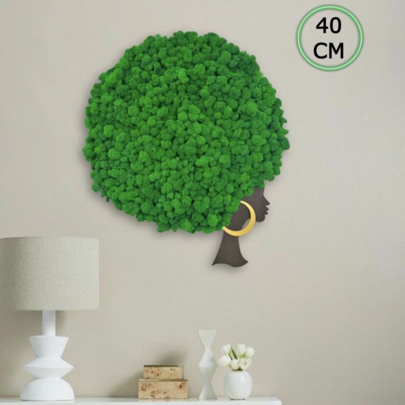 Панно декоративное интерьерное со мхом 40 см деревянное с стабилизированным мхом настенное