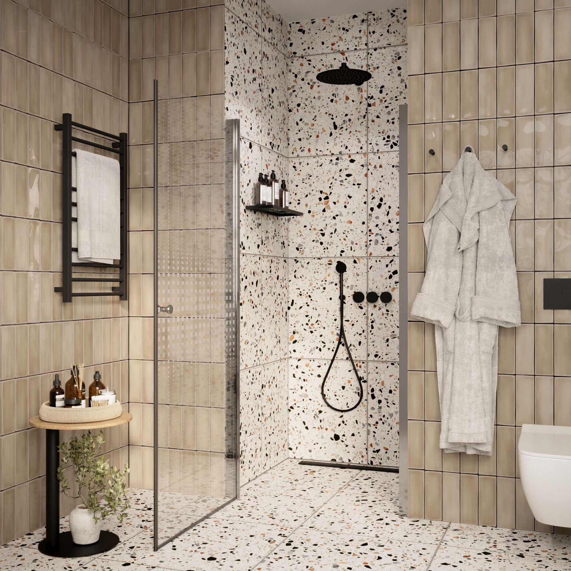 Душевая дверь в нишу PARLY DE90 (90x185), профиль хром, стекло прозрачное с рисунком