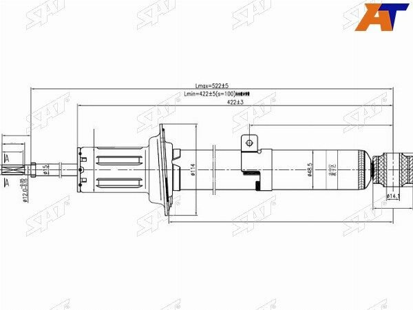 . SAT Амортизатор передний для TOYOTA MARK X/CROWN/LEXUS IS250/300/350 04- левый