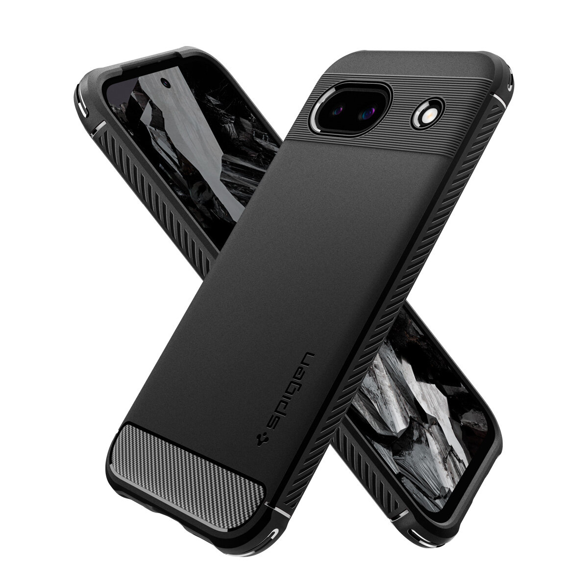 Чехол Spigen на Google Pixel 8a (ACS07259) Rugged Armor / Спиген Чехол для Гугл Пиксель 8а Противоударный, Черный