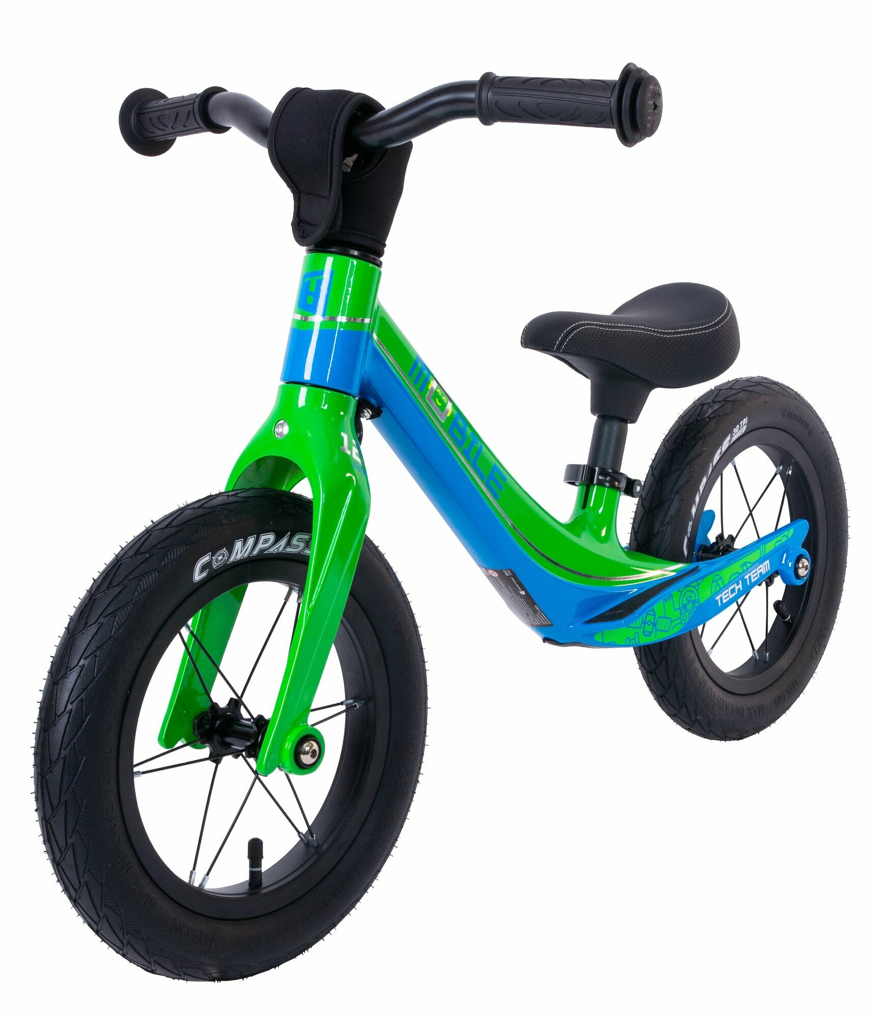 Беговел Mobile green/blue 1/1, Tech Team, для тренировок, прогулок и активного отдыха на каждый день