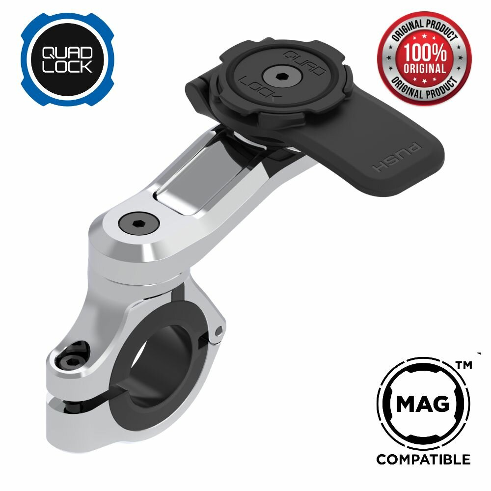 Крепление Quad Lock для телефона на руль мотоцикла, PRO Chrome